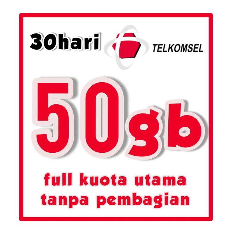 Jual KUOTA TELKOMSEL 50GB 80GB FULL KUOTA INTERNET TANPA PEMBAGIAN | Shopee Indonesia
