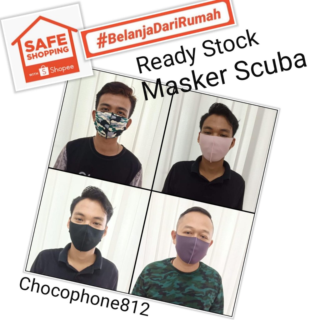 Jual masker kain bahan scuba bisa di cuci 12 pcs | Shopee Indonesia
