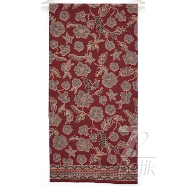 Jual KAIN BATIK KATUN Premium Motif Kembang Warna Merah Maroon Maron ...
