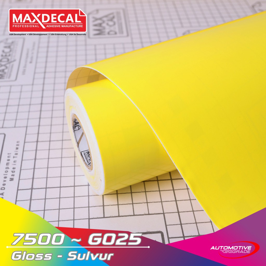 Jual Maxdecal 7500 G025 Glossy Brimstone Yellow, Color Vinyl Series Sticker, Roll 45cm x 15m ...