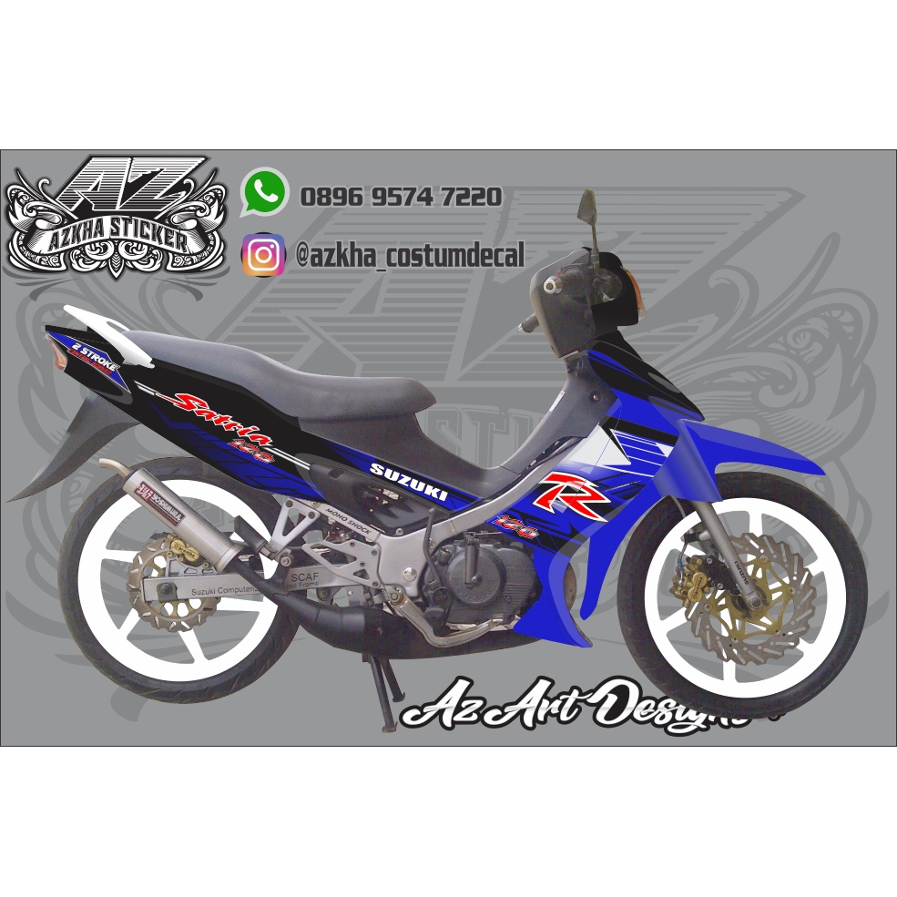 Jual Striping Satria Hiu Satria 2 tak Biru HItam | Shopee Indonesia