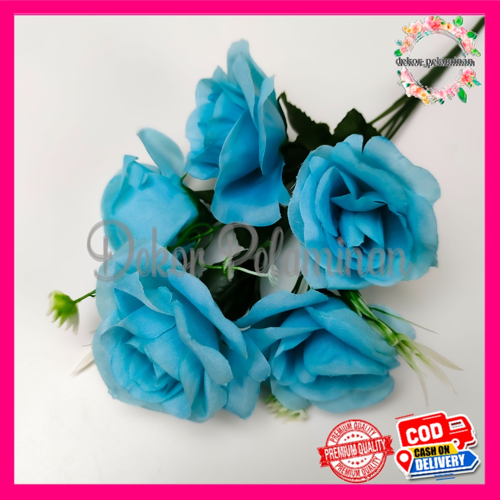 Jual BUNGA MAWAR ROSE TANGKAI 5 MURAH ARTIFICIAL - MAWAR PLASTIK ROSE ...