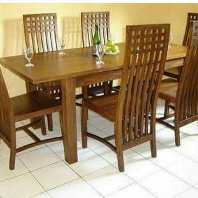 Jual Meja Makan Minimalis Balero Ruji kursi 6 | Shopee Indonesia