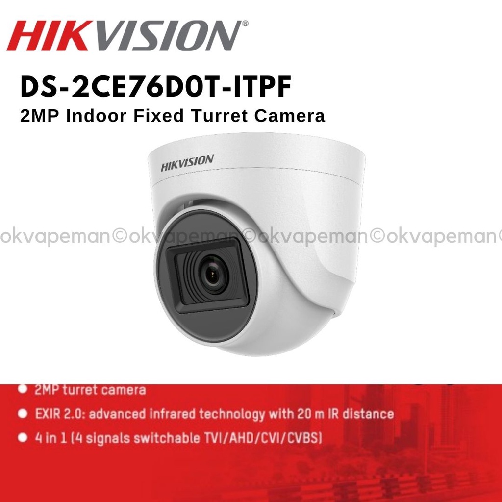Jual HIKVISION CCTV Kamera Camera 2MP Coaxial HD 2 MP Indoor 2CE76D0T-ITPF | Shopee Indonesia