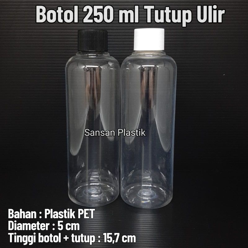 Jual Botol 250 ml Tutup Ulir Plastik Garis / Botol 250ml Tutup Ulir garis | Shopee Indonesia