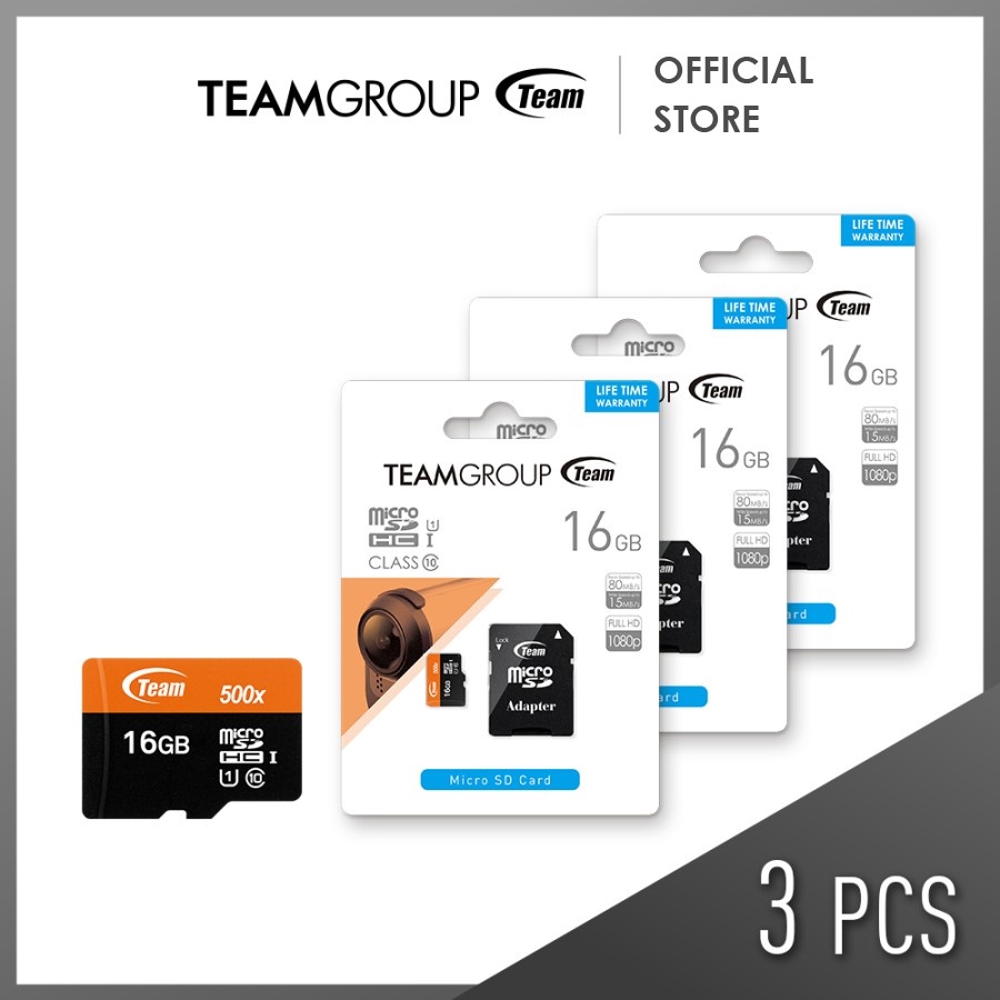 Jual TEAMGROUP MicroSD + Adapter Speed 500x - 3PACK | Shopee Indonesia
