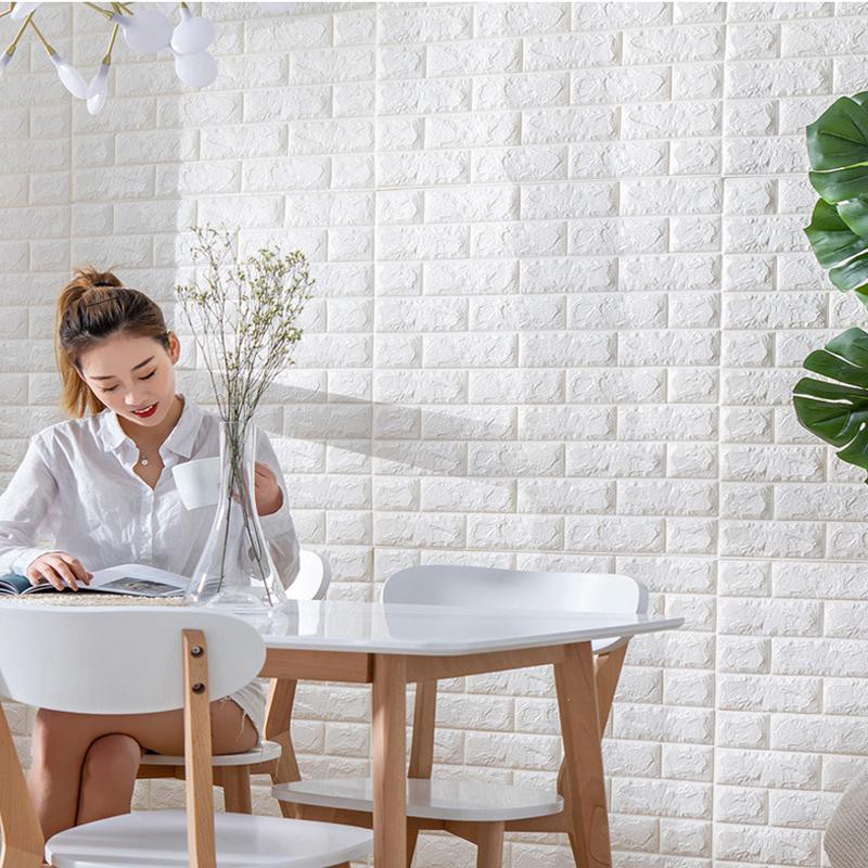 Jual Wallpaper Dinding 3D Motif Bata Putih Wall Foam Sticker Dekorasi ...
