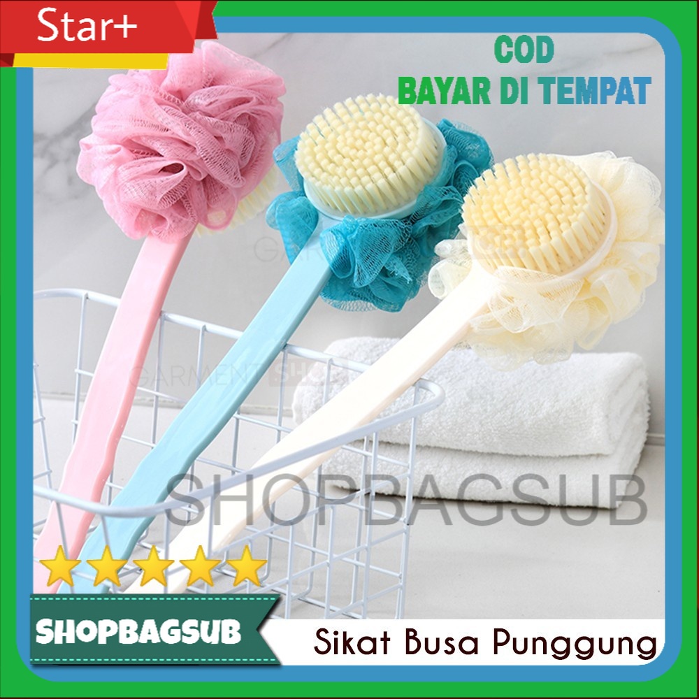 Jual Shower Puff Tongkat Sikat Pembersih Punggung Spons Busa Mandi 2In1 ...