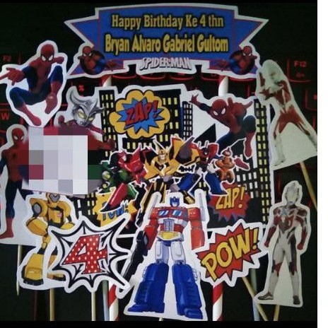 Jual topper hiasan kue ultraman robot transformer spiderman | Shopee ...