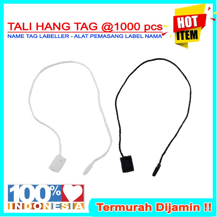 Jual [1.000pcs] TALI HANG TAG Hitam Putih LABEL BAJU PAKAIAN Benang ...
