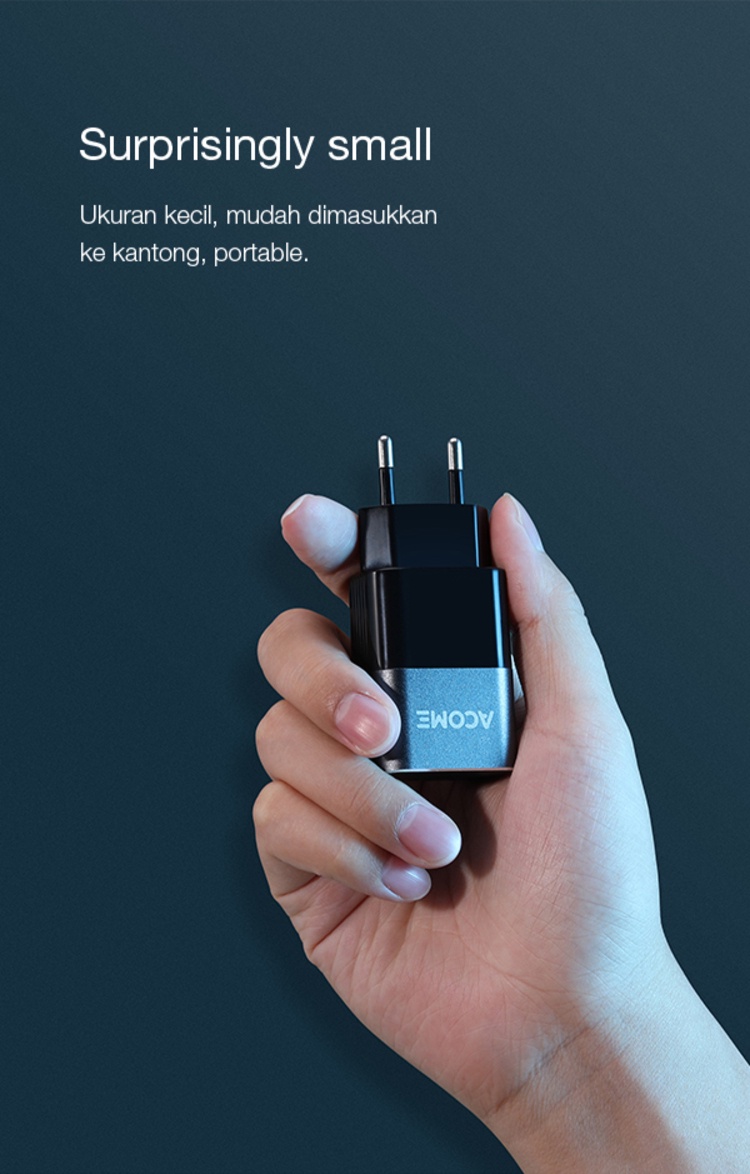 Jual ACOME Charger Original 3A QC3.0 Fast Charging Micro USB Type-C ...