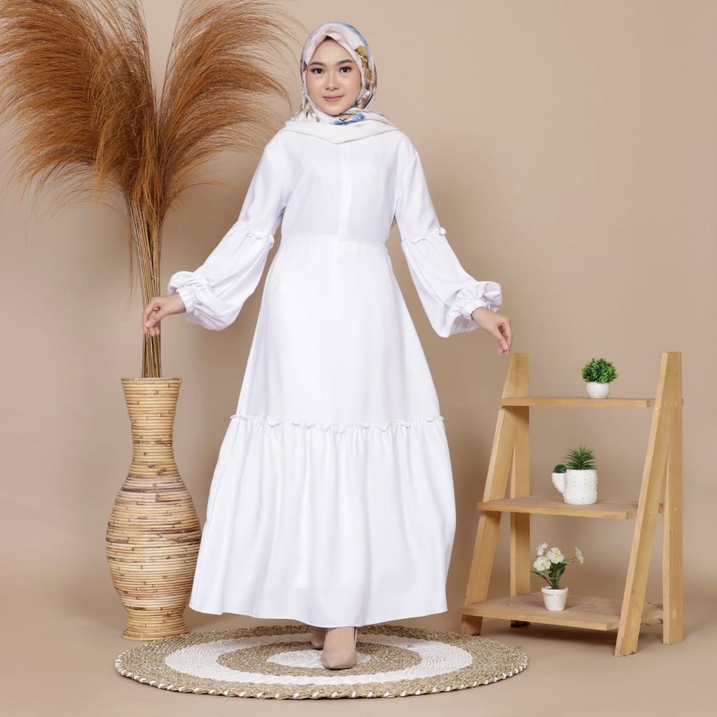 Jual Gamis GAMIS PUTIH Modern Gamis Syari Gamis wanita Putih Polos ...