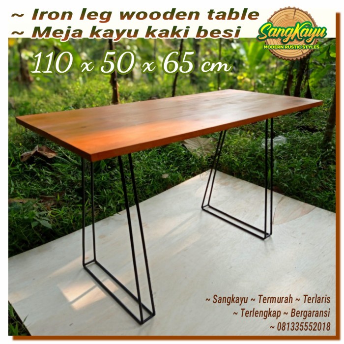 Jual Meja kayu kaki besi minimalis 110x50x65 Iron leg wooden table ...