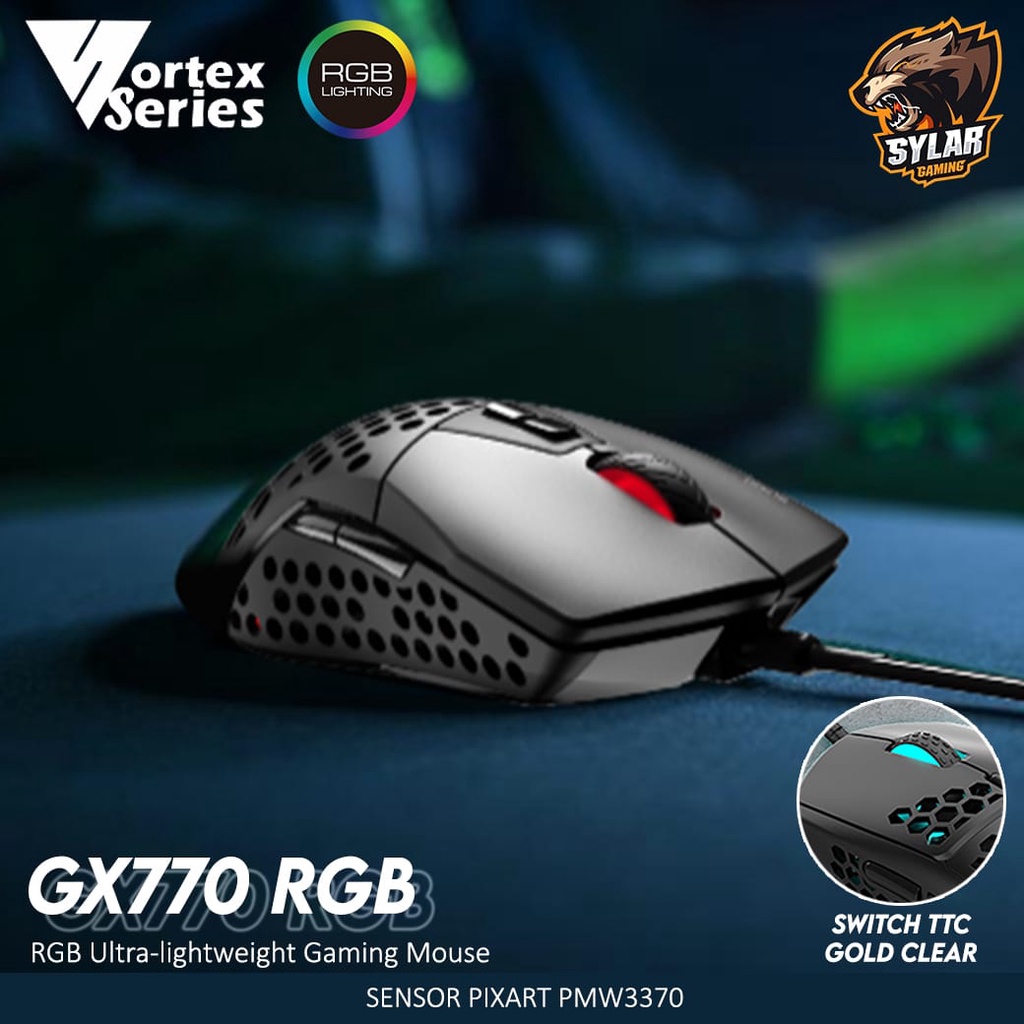 Jual Vortex Series GX770 / GX-770 RGB Ultra-lightweight Gaming Mouse ...
