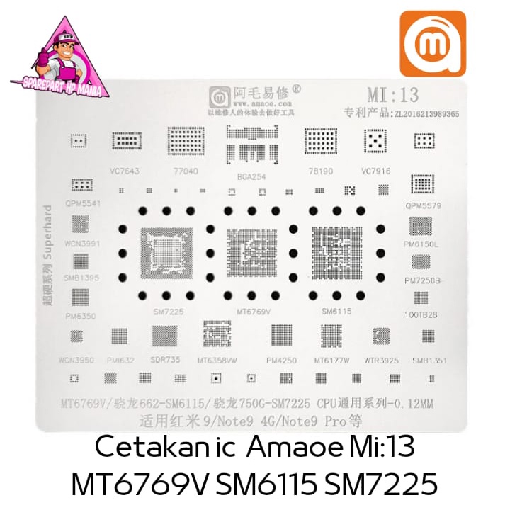 Jual PLAT CETAKAN IC BGA AMAOE MI13 MT6769V SM7225 SM6115 VC7916 MI 13 ORIGINAL | Shopee Indonesia