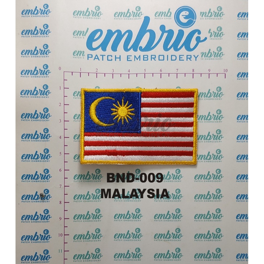Jual Bordir Jogja BND-009 Patches Malaysian Flag Emblem Bordir Bendera Malaysia 7x4,5 Embroidery ...