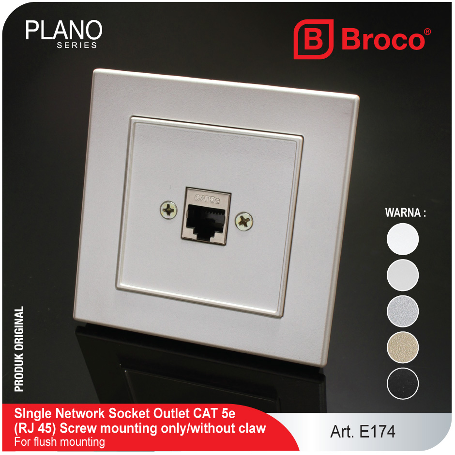 Jual Broco Electrical Plano E174 Single Network Socket Outlets Cat.5 ...