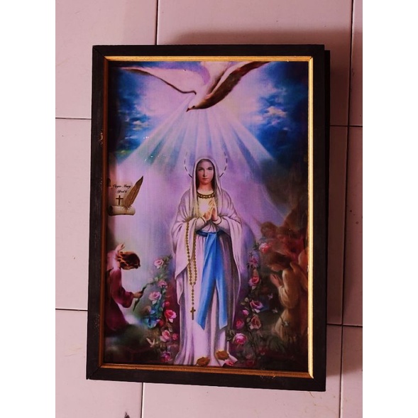 Jual hiasan dinding lukisan cetak Bunda Maria plus bingkai ukuran 65x45 ...