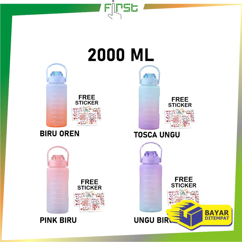 Jual FH-C301 Botol Minum Motivasi 2 Liter / Botol Minum Penanda Waktu ...