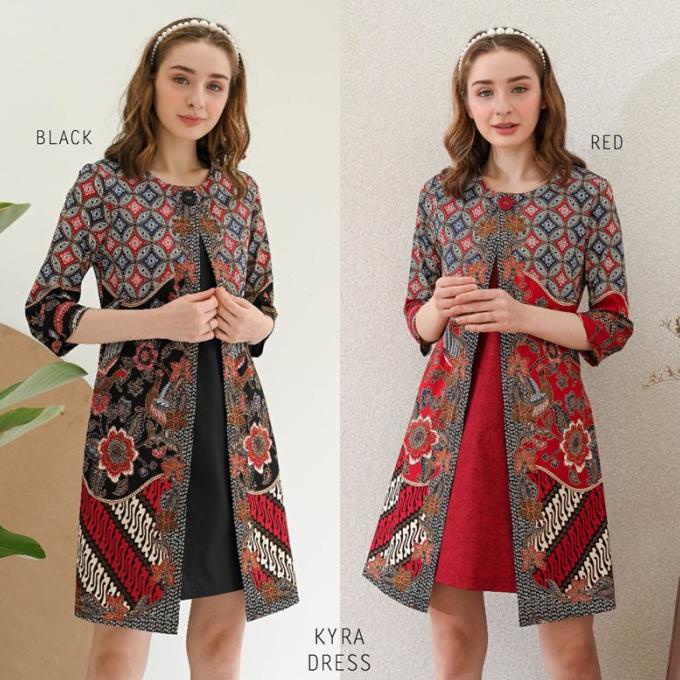 Jual Kyra Dress Standar - Dress Batik Wanita Terusan Wanita | Shopee Indonesia