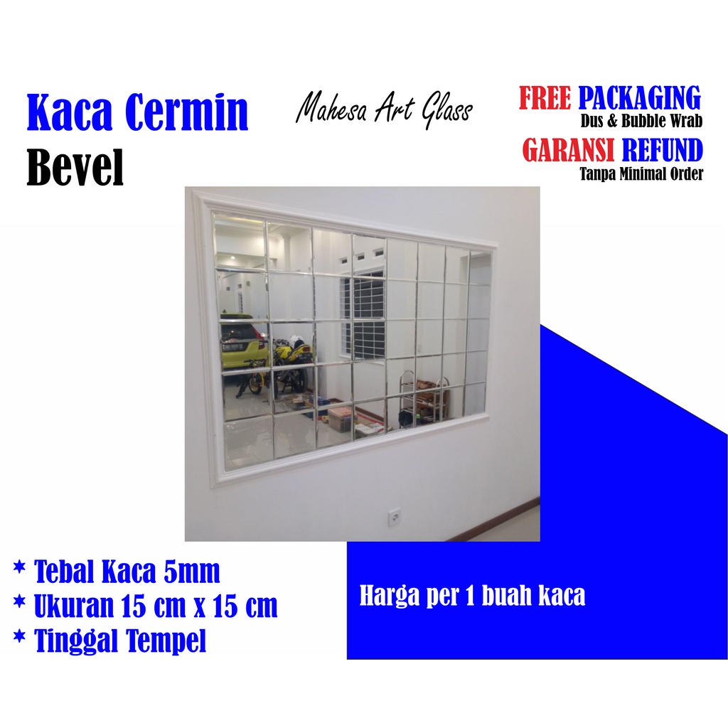 Jual Kaca Cermin Bevel 15 x 15 cm tebal 5mm - Cermin hiasan dinding ...