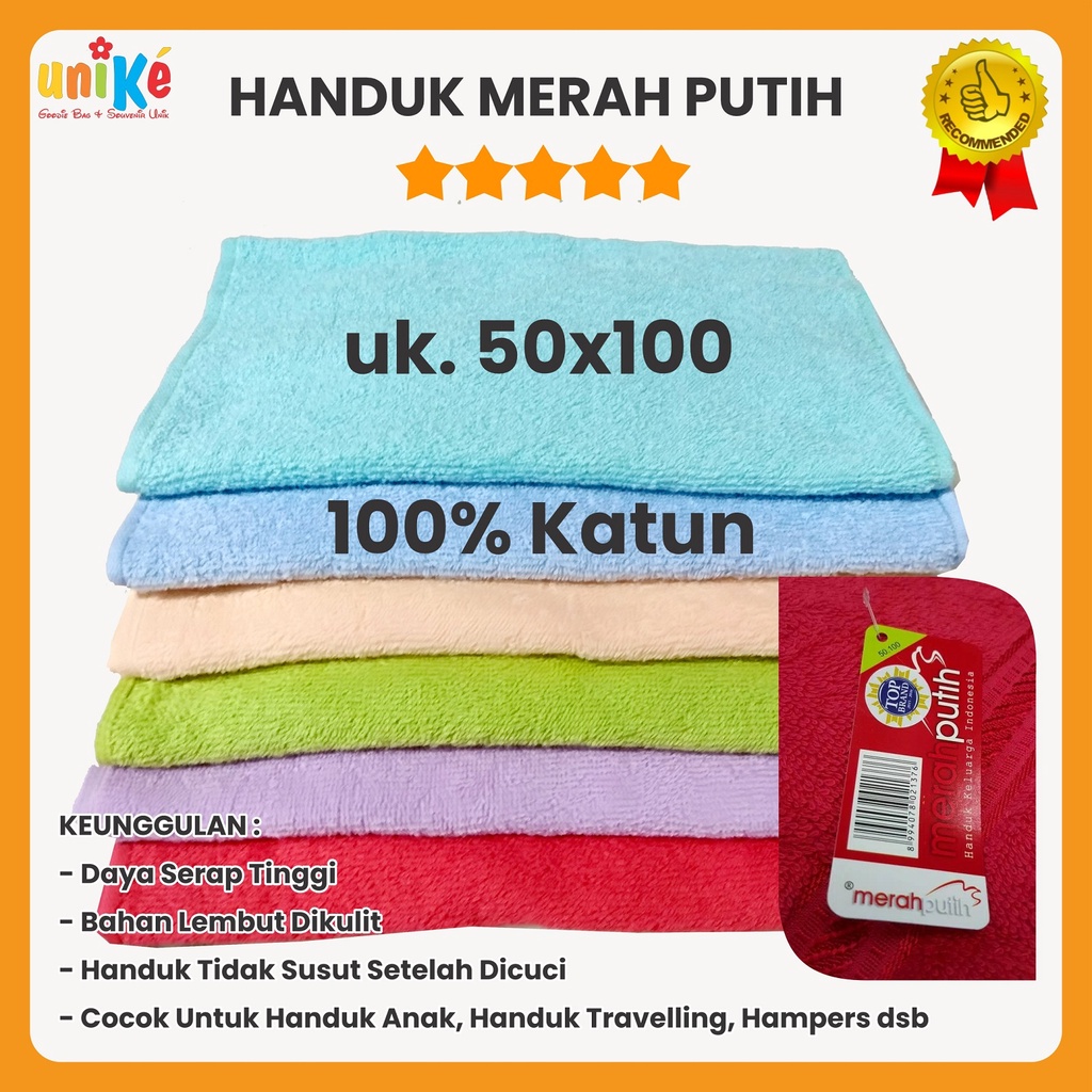 Jual Handuk Merah Putih 50x100 GRADE A Handuk Mandi Travel Medium ...