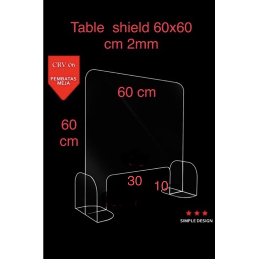 Jual Acrylic pembatas meja/ table shield/skat meja 2mm ukuran 60x60 cm ...