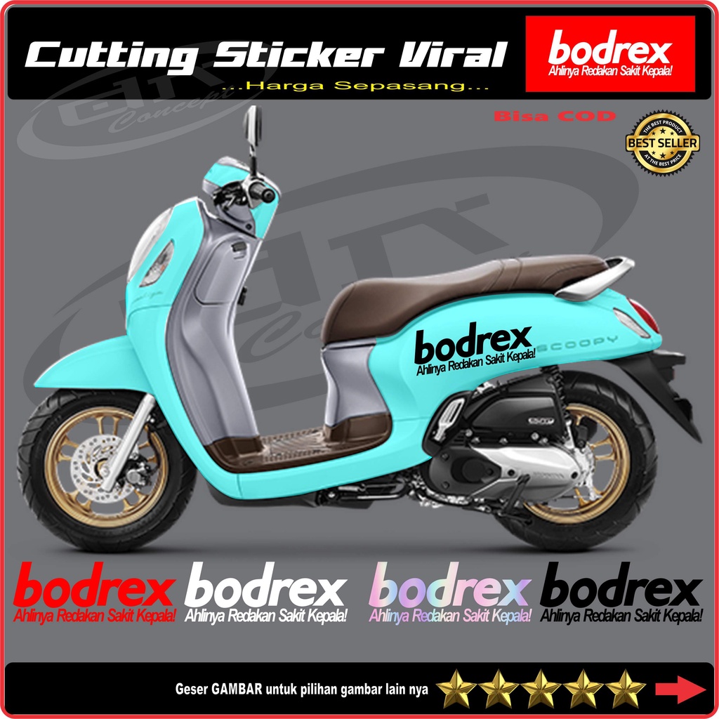 Jual Sticker Stiker BODREX Viral Logo Hologram Motor Putih Vixion PCX ...