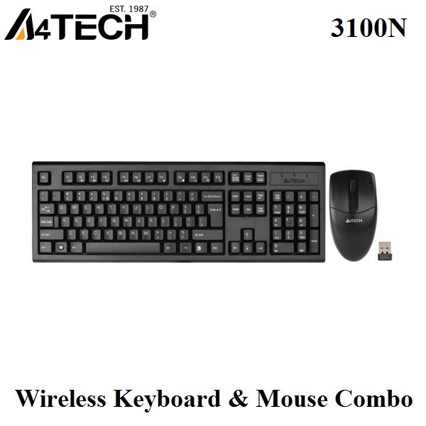 Jual Wireless Combo Keyboard Mouse A4TECH 3100N 104 keys membrane 2000 dpi | Shopee Indonesia