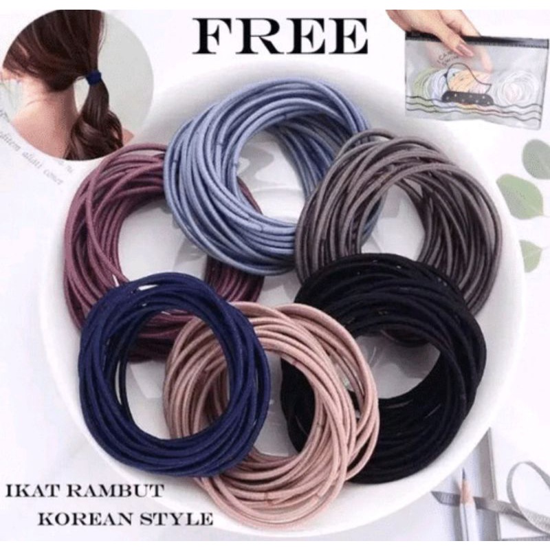 Jual KARET IKAT RAMBUT KOREAN STYLE ISI 100pcs +POUCH + ikat rambut ...