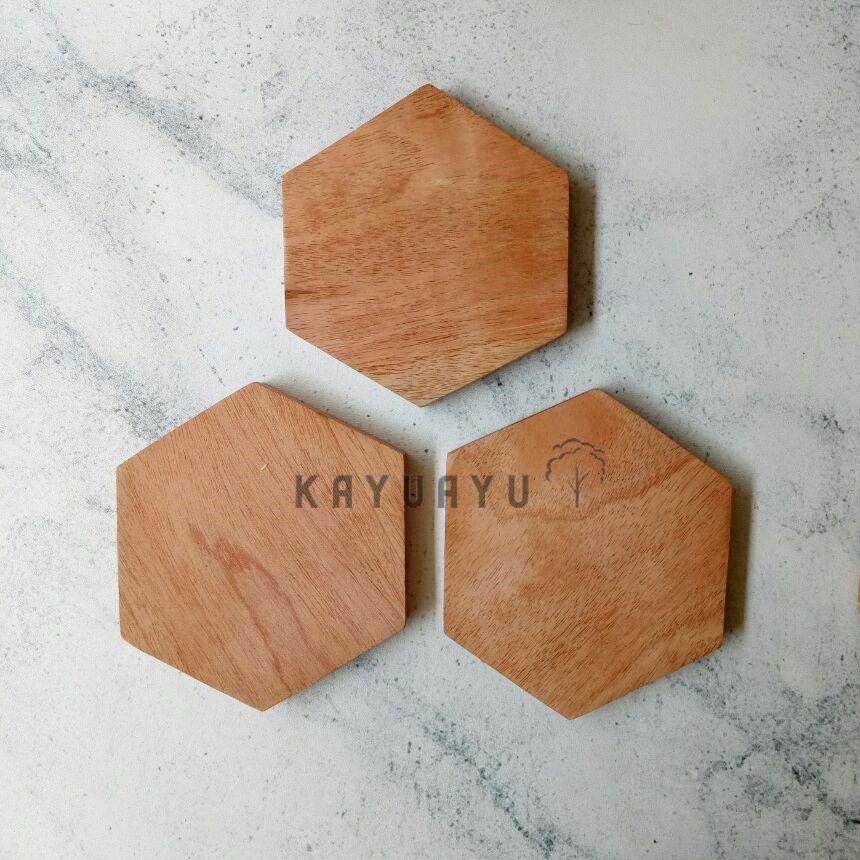 Jual COASTER HEKSAGON/BULAT KAYU MAHONI/TATAKAN GELAS | Shopee Indonesia