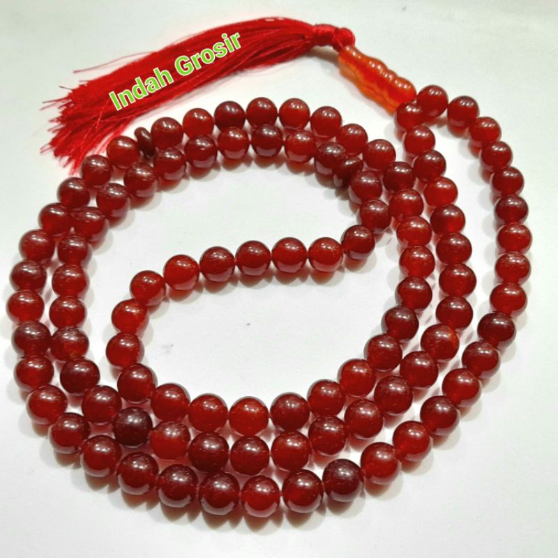 Jual Tasbih Batu Giok Burma Merah Kristal 10mm 99Butir Natural | Shopee ...
