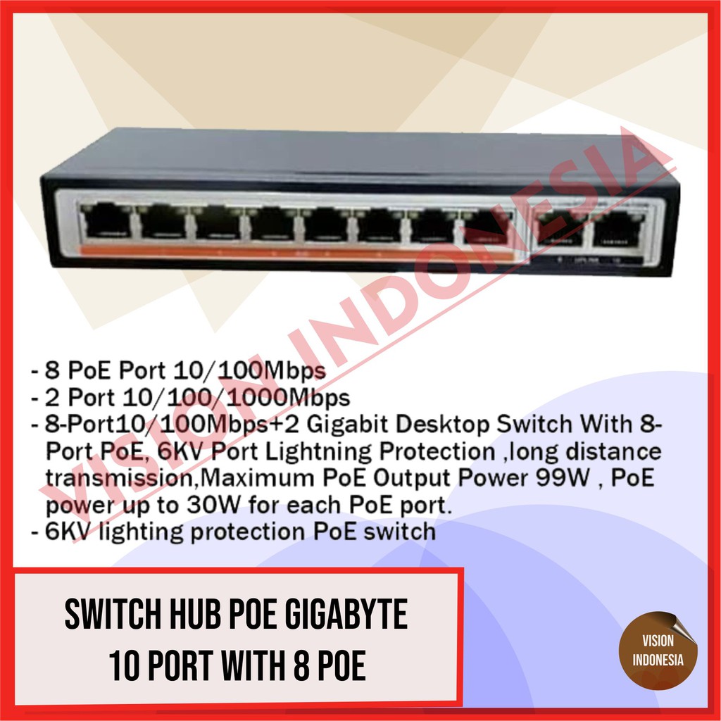 Jual SWITCH HUB POE GIGABYTE 10 PORT WITH 8 POE FOR CCTV | Shopee Indonesia