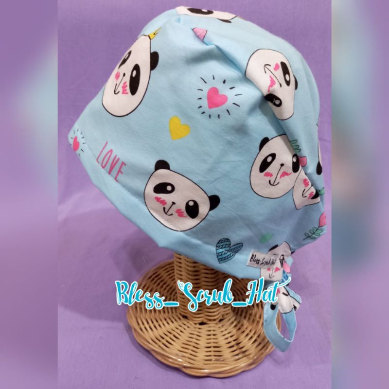 Jual Topi Bedah / Nurse Cap/ Sugical cap/ Topi Motif/Panda soft blue ...