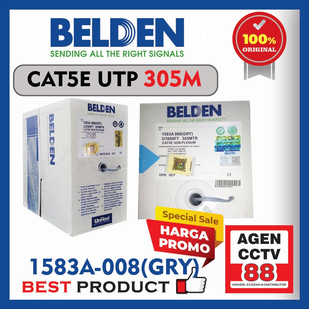 Jual Kabel BELDEN CAT5E 305M 1583A 1000 Feet Warna Grey /Abu | Shopee ...