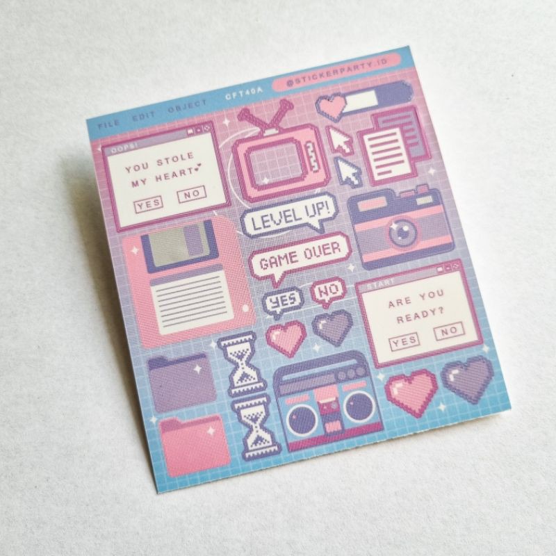 Jual Sticker Party Stiker Komputer Kuno Estetik Pixel Windows Deco ...