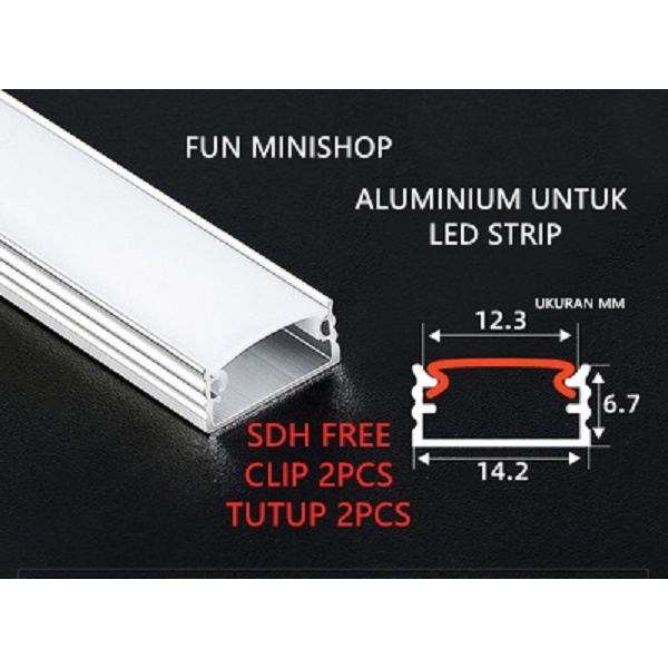 Jual HOUSING LED BAR/LED STRIP/RIGID BAR ALUMINIUM @DOVE COVER 1m ...
