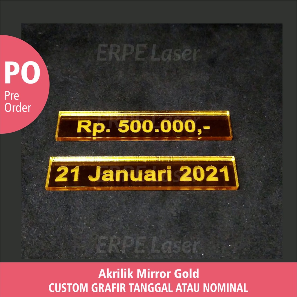 Jual CUSTOM GRAFIR TANGGAL atau NOMINAL Akrilik MIrror Gold isian Mahar Dekorasi Pernikahan ...