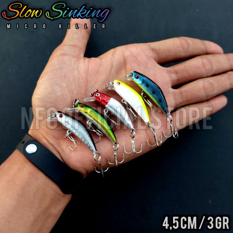 Jual Minnow Slow Sinking Mikro 4,5cm 3gr BEST ACTION KILLER | Shopee ...