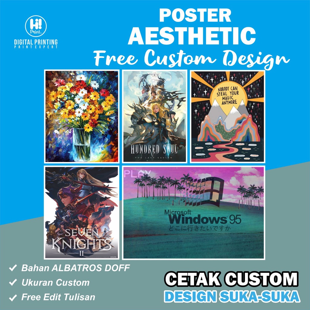 Jual Poster Aesthetic Cetak Custom Size A4,A3,A2,A1,A0 | Shopee Indonesia