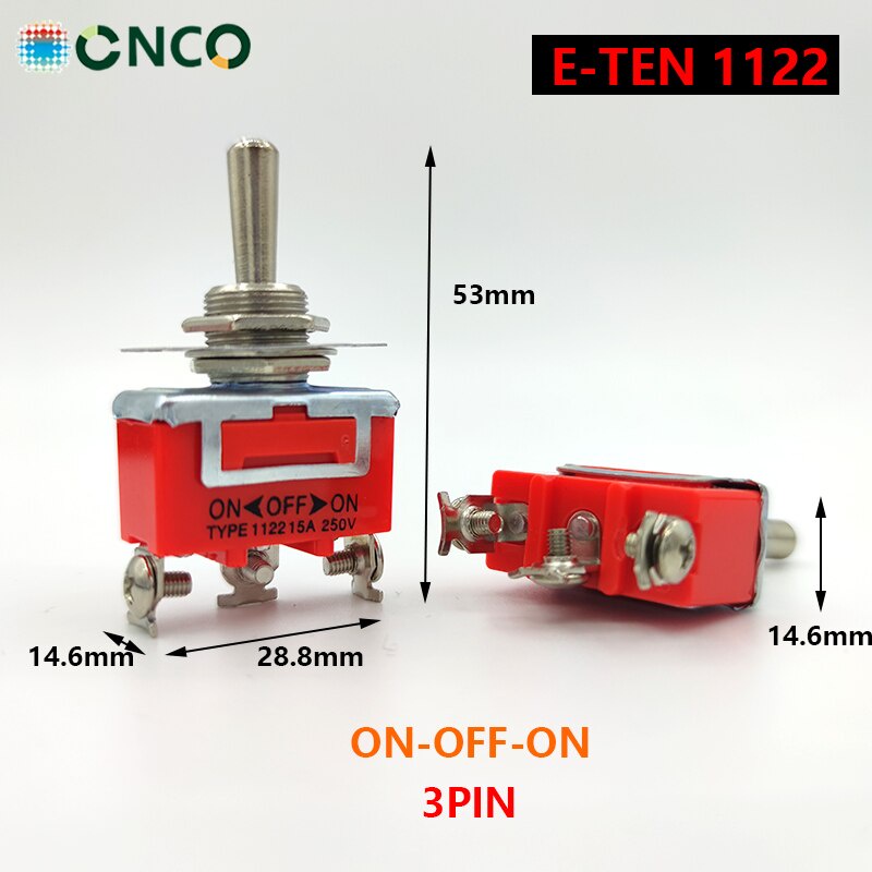 Jual E-TEN 1122 ON OFF ON Toggle Switch Saklar Tuas 12mm SPDT 3 Pin 15A ...