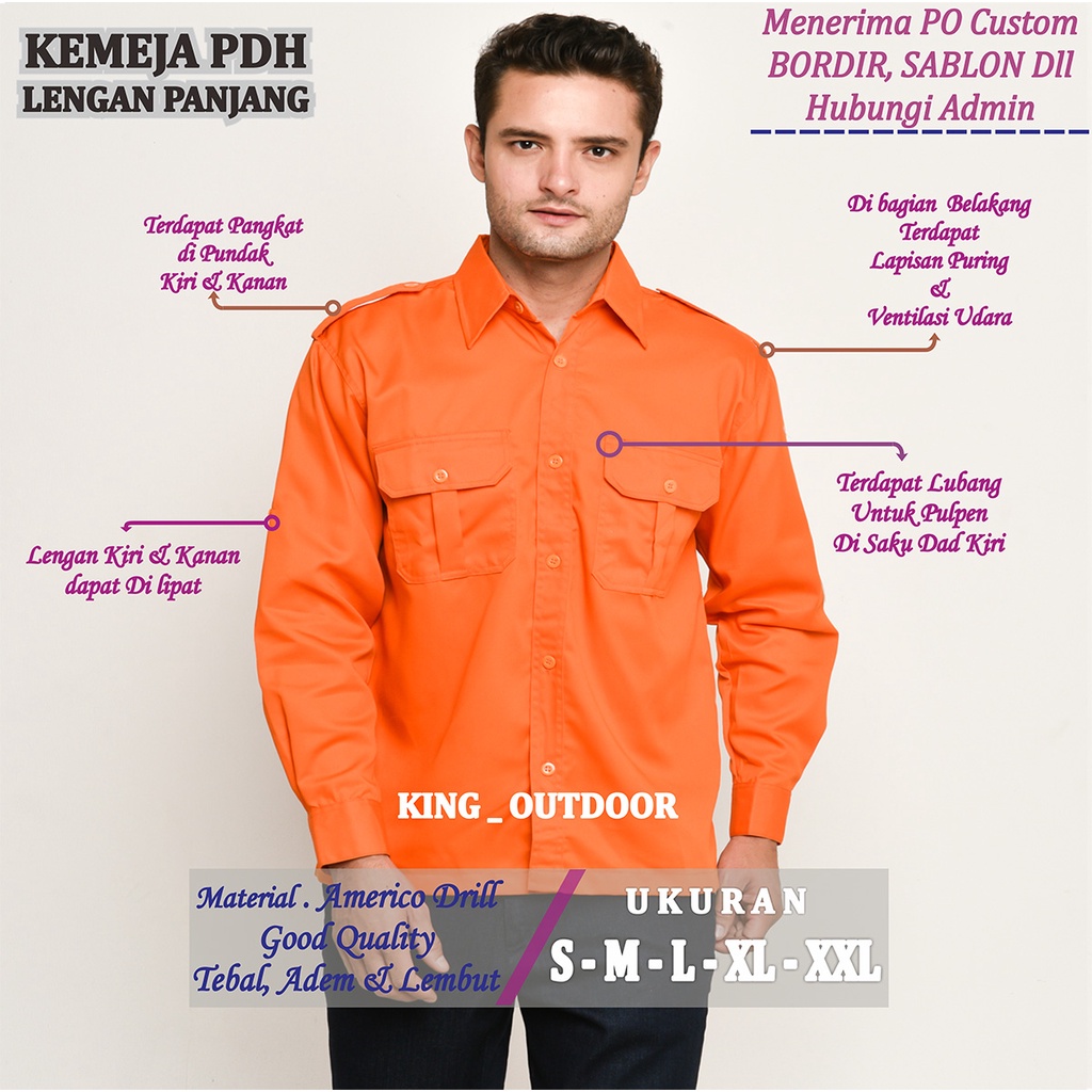 Jual KEMEJA KERJA PDH LENGAN PANJANG WARNA ORANGE | SERAGAM PNS/ASN ...