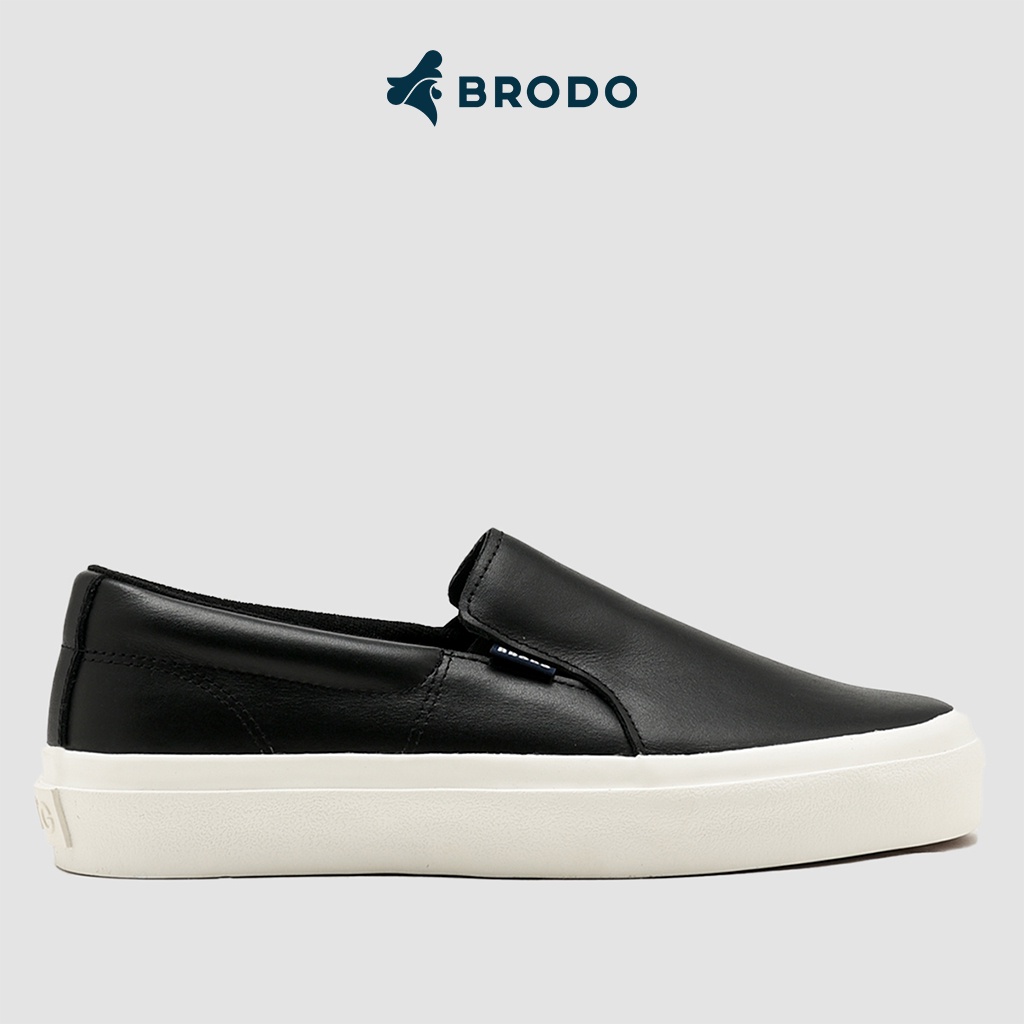 Jual BRODO - Sneakers VTG V.2 Slip On Leather Black IS | Shopee Indonesia