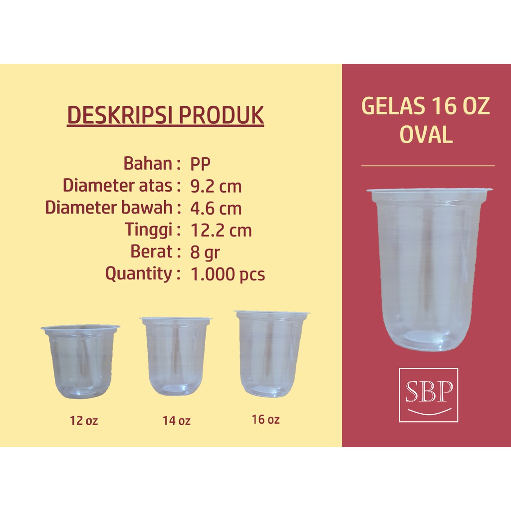 Jual Gelas Oval 16 oz Bening | Shopee Indonesia
