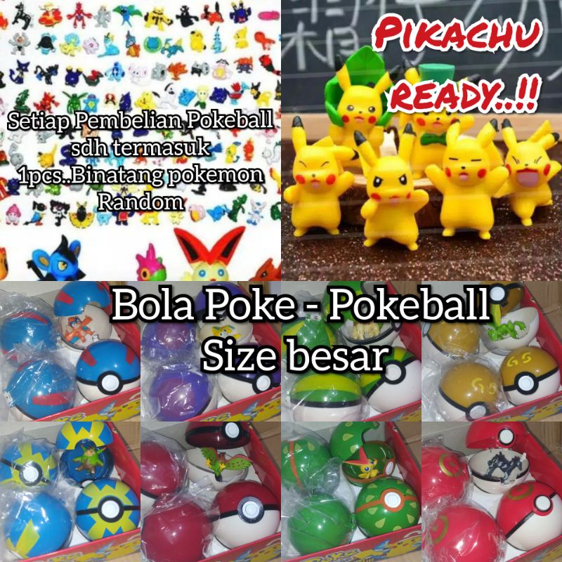 Jual Pokeball Bola Poke 7cm Pokemon pikachu isi 1 figure | Shopee Indonesia