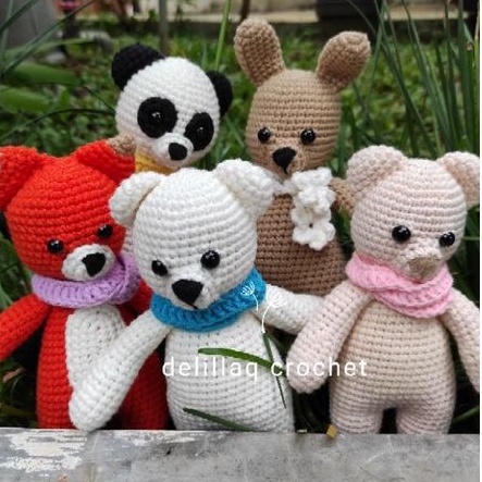 Jual Amigurumi cuddle me bear/bunny/fox/panda boneka rajut handmade ...
