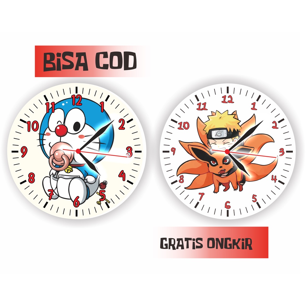 Jual Jam dinding kayu MDF gambar Naruto doraemon | Shopee Indonesia