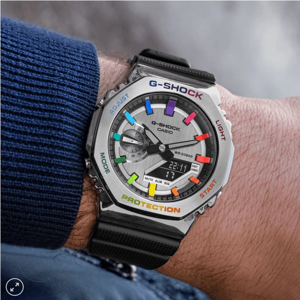 Jual Jam Tangan Casio GShock Pria G-SHOCK CasiOak Steel Silver Rainbow ...