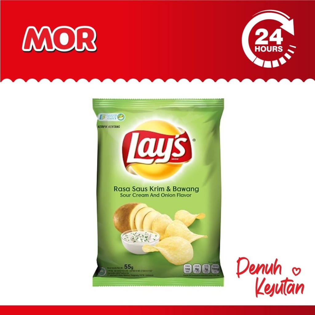 Jual LAY'S Rasa Saus Krim & Bawang Sour Cream & Onion Flavour 55 gr ...