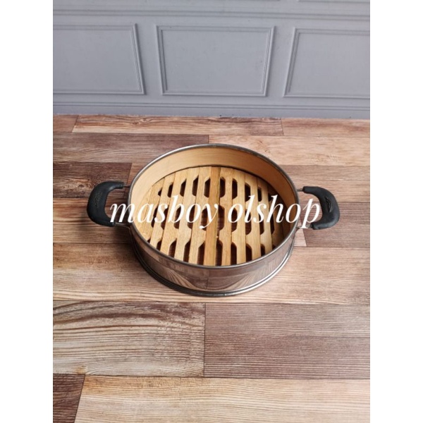 Jual Panci Kukusan Dimsum Stainless+Bambu 18 cm / Klakat Dimsum ...